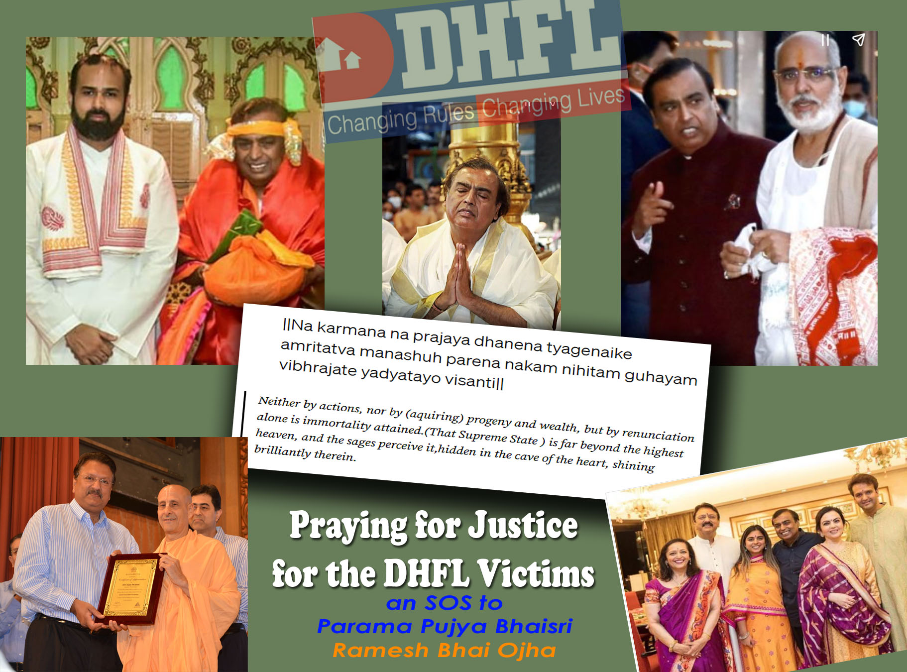 Praying for Justice for the DHFL Victims: an SOS to Parama Pūjya ...
